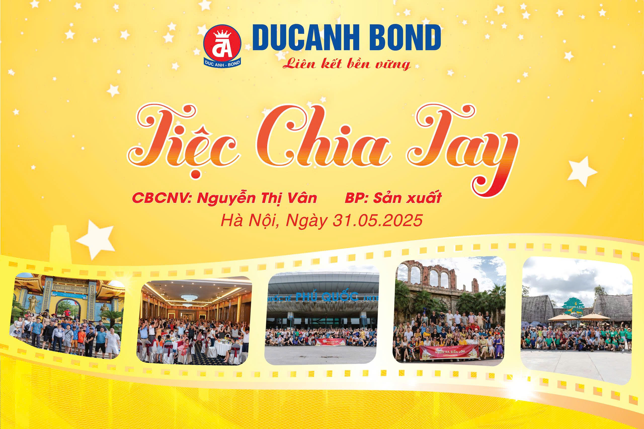 DUCANH BOND tổ chức tiệc chia tay tri ân CBCNV Phạm Thị Ái Vân làm việc cống hiến hơn 20 năm tại ...